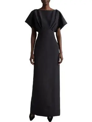 Carolina Herrera Fan Bodice Silk Faille Gown - Black