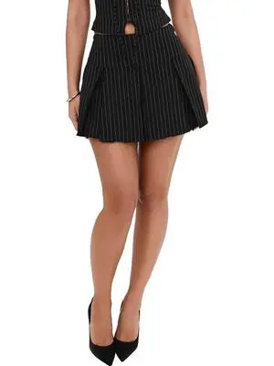 MISTRESS ROCKS Mistress Rocks Pinstriped Pleated Miniskirt Black