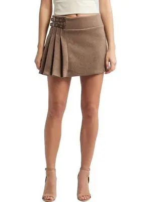 MISTRESS ROCKS Pinstriped Pleated Miniskirt - Sandstone
