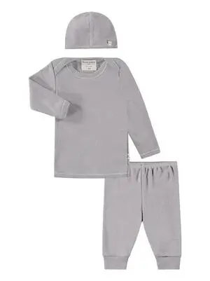 PAIGELAUREN Ribbed Long Sleeve Set - Gray