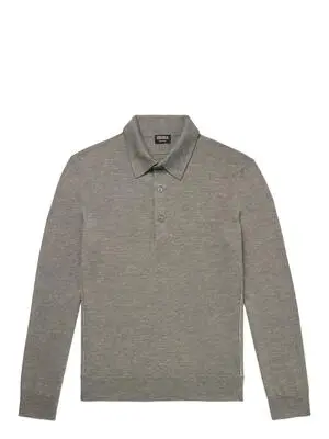 Zegna Silk, Cashmere And Linen-blend Polo Shirt - Neutrals