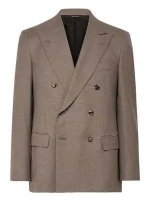 Loro Piana Double-breasted Virgin Wool-twill Suit Jacket - Neutrals