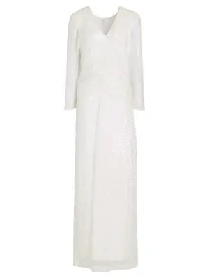 ByTiMo Ruched Sequined Tulle Maxi Dress - Off-white