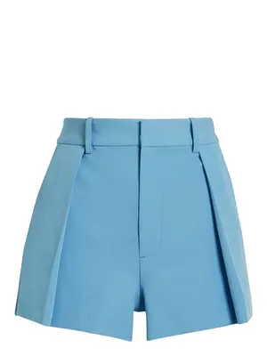 Alice + Olivia Gary Pleated Stretch-crepe Shorts - Light Blue