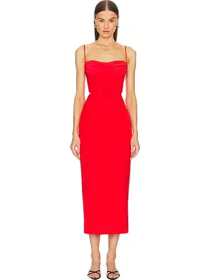Bardot Martini Midi Dress - Fire Red