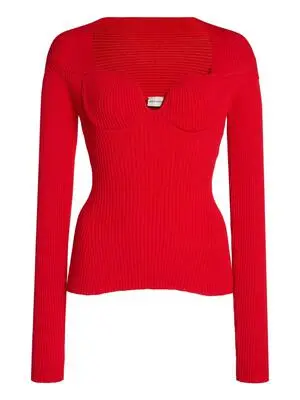 Magda Butrym Knit Bustier Long Sleeve Top - Red