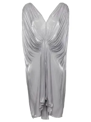 GENNY Pleated Satin Midi Dress - Grey
