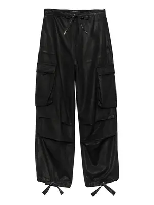 PURPLE BRAND Bow-fastening Cargo Trousers - Black
