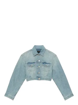 PURPLE BRAND Cropped Denim Jacket - Blue