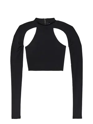 PURPLE BRAND Cut-out Cropped Top - Black