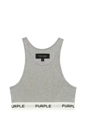 PURPLE BRAND Logo-tape Cotton Sports Bra - Grey