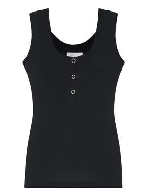 Rosetta Getty Henley Tank Top - Black