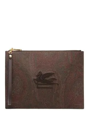 Etro Paisley-jacquard Clutch - Brown