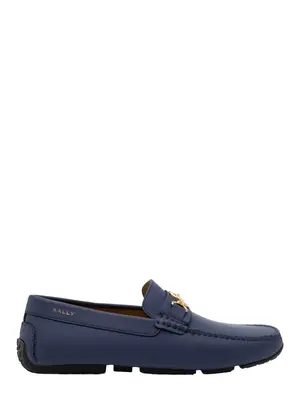 Bally Emblem-plaque Leather Driving Shoes - Blue