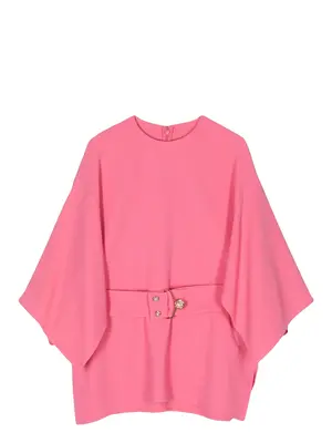 Elie Saab Cady Belted Silk Blouse - Pink