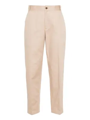 Maison Kitsuné Logo-embroidered Cotton Trousers - Neutrals