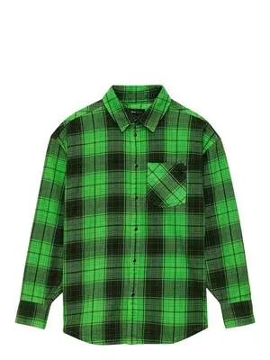 PURPLE BRAND Logo-embossed Checked Cotton Shirt - Green