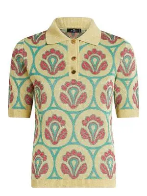 Etro Jacquard Knit Polo Shirt - Yellow