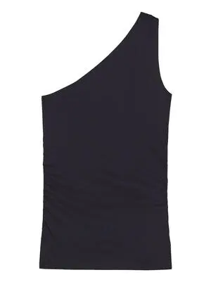 Closed One-shoulder Tank Top - Black