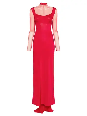 ATU BODY COUTURE Semi-sheer Gown - Red