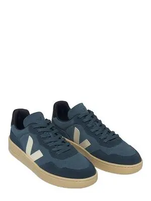VEJA V-90 Low Top Leather Sneakers - California Blue Pierre