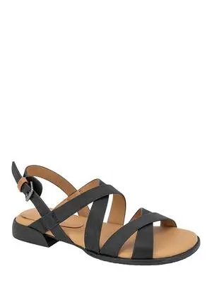 KENNETH COLE Helen Strappy Slingback Sandals - Black Leather
