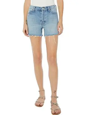 MOTHER The Skipper Short N Long Fray Denim Shorts - Leap At The Chance