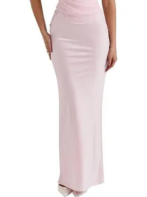 House Of Cb Giuliana Stretch Satin Maxi Skirt - Pinkesque