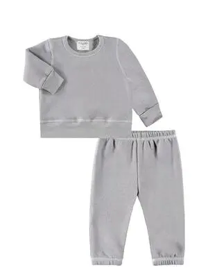 PAIGELAUREN Fleece Lounge Sweatshirt & Joggers Set - Gray