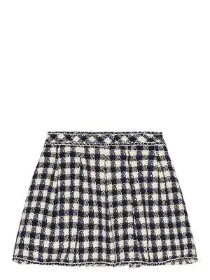 Chanel Chanel Check Tweed Skirt Navy Blue  Black & White