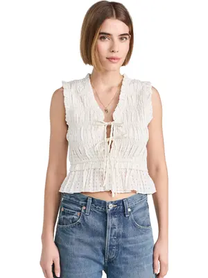 Rails RAILS Martine Sleeveless Top Ivory Seersucker