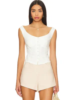 Free People Sally Solid Corset Top - Bright White