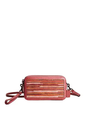 COACH® Restored Kira Crossbody In Upwoven Leather - Pewter/rouge Multi