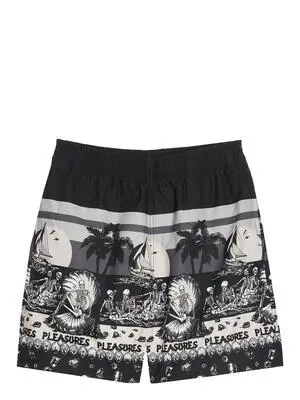 PLEASURES Printed Beach Short - Black
