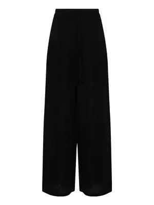 THOM KROM Chambray Linen Wide Trousers - Black