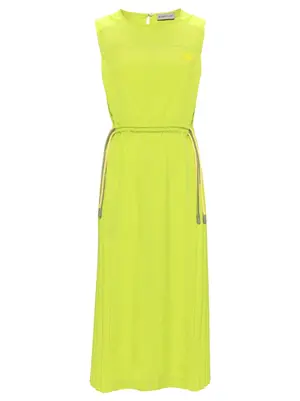 Moncler Logo-appliqué Pleated Midi Dress - Green