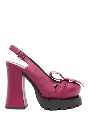 Moschino 130mm Leather Slingback Pumps - Purple