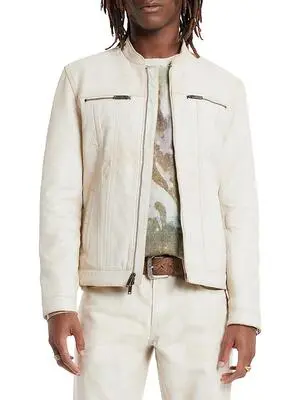 John Varvatos Brando Leather Jacket - Ecru