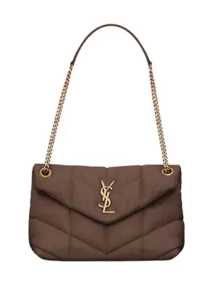 Saint Laurent Puffer Small Shoulder Bag Dark Brown