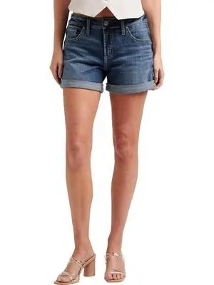 SILVER JEANS CO. Mid-rise Denim Boyfriend Shorts - Indigo