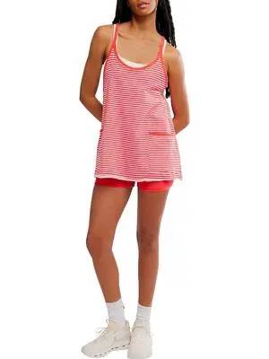 Free People Hot Shot Printed Minidress - Court Stripe Grapefr