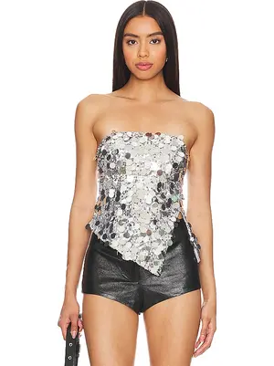 Superdown Cordilla Strapless Top - Silver