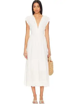 Heartloom Ruffled Eyelet Midi Dress - Eggshell