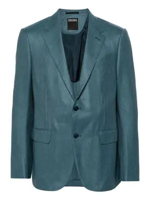 Zegna Twill Single-breasted Blazer - Blue