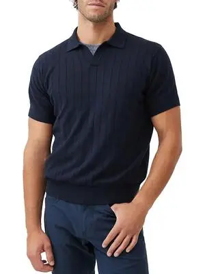 Rodd & Gunn Freys Crescent Knit Short Sleeve Polo Sweater - Midnight