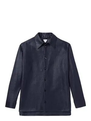 Bottega Veneta Intrecciato Leather Shirt - Blue