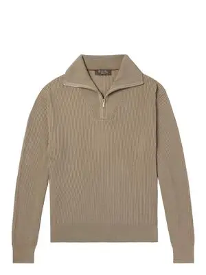 Loro Piana Akan Ribbed Half-zip Sweater - Neutrals