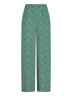 Diane Von Furstenberg Montreal Printed Crepe Wide-leg Pants - Mint