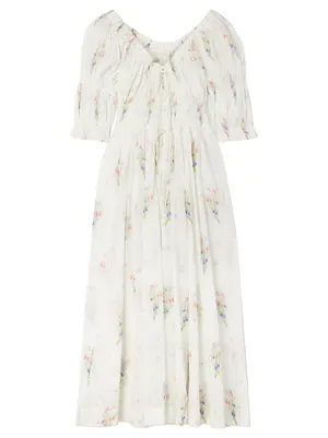 DÔEN - Ischia Floral-print Organic Cotton-voile Midi Dress