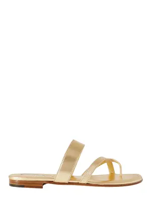 Manolo Blahnik Susa Leather Sandals - Gold